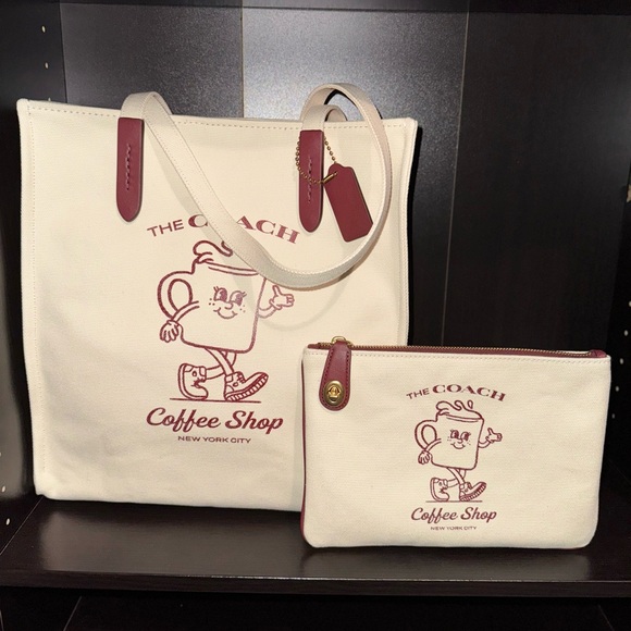 Coach | Bags | Coach Cafe Lil Miss Jo Canvas Tote Pouch Bundle | Poshmark